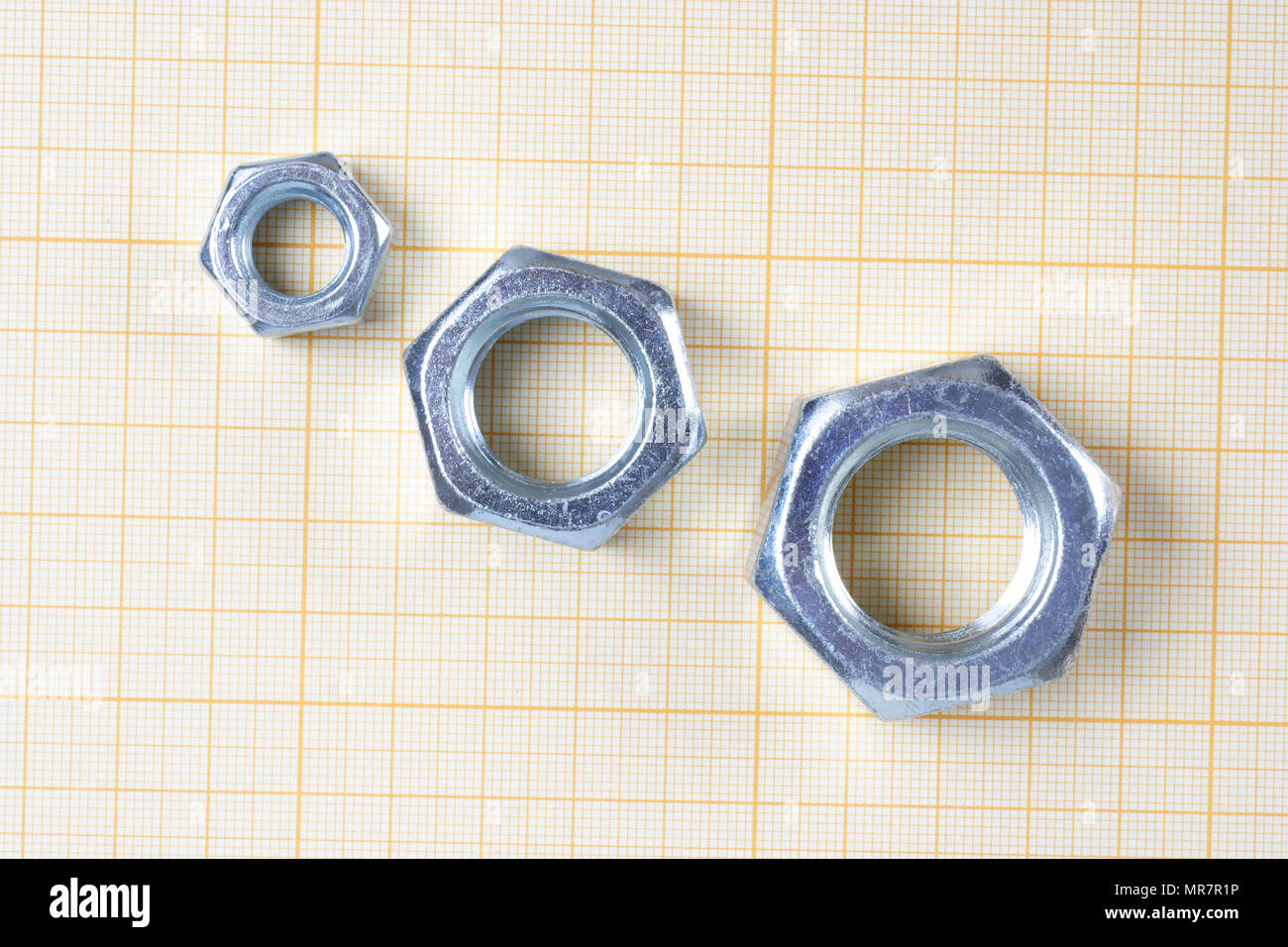 Screw, Nuts and caliper on graph paper background Stock Photo - Alamy