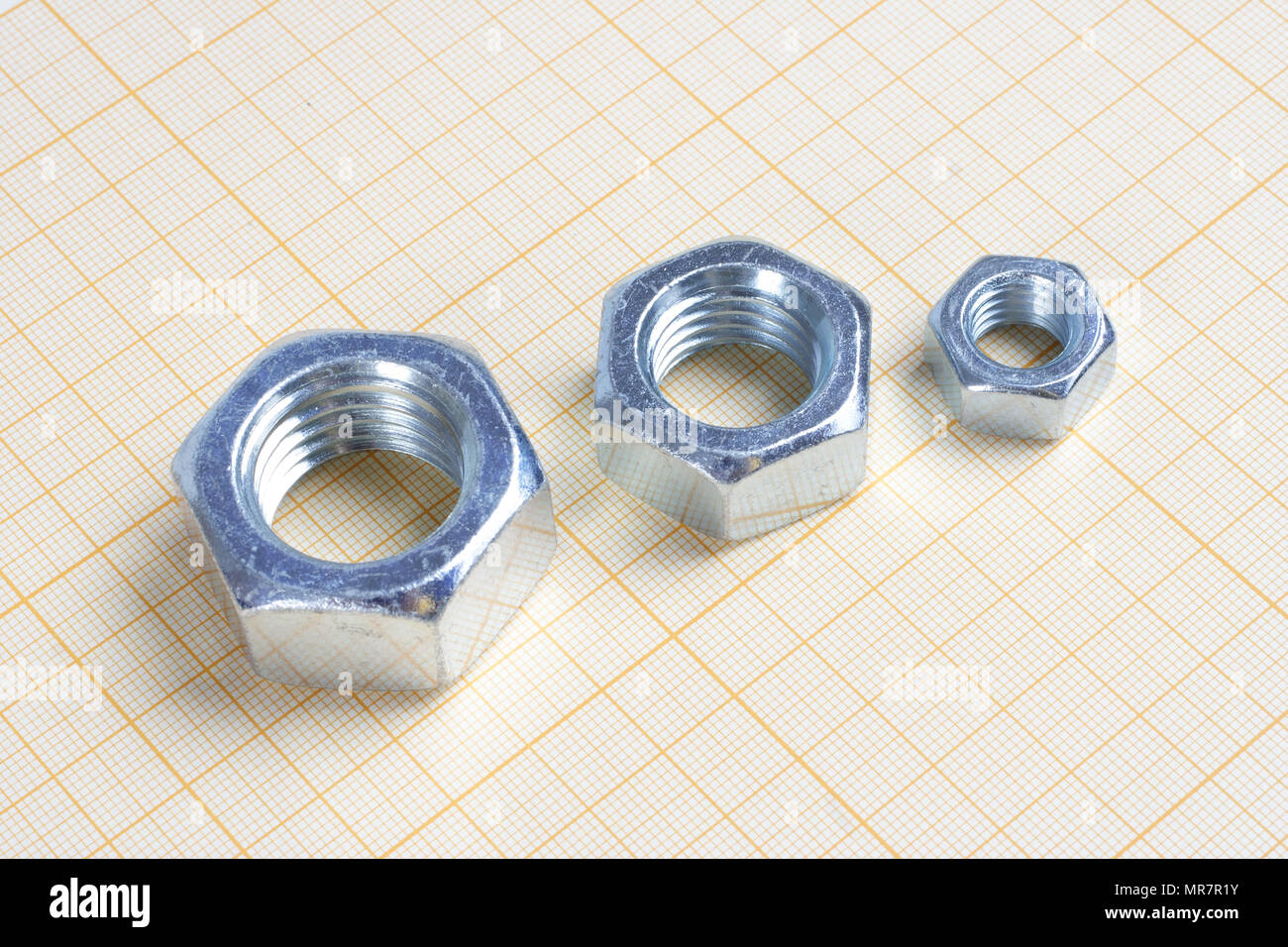 Screw, Nuts and caliper on graph paper background Stock Photo - Alamy