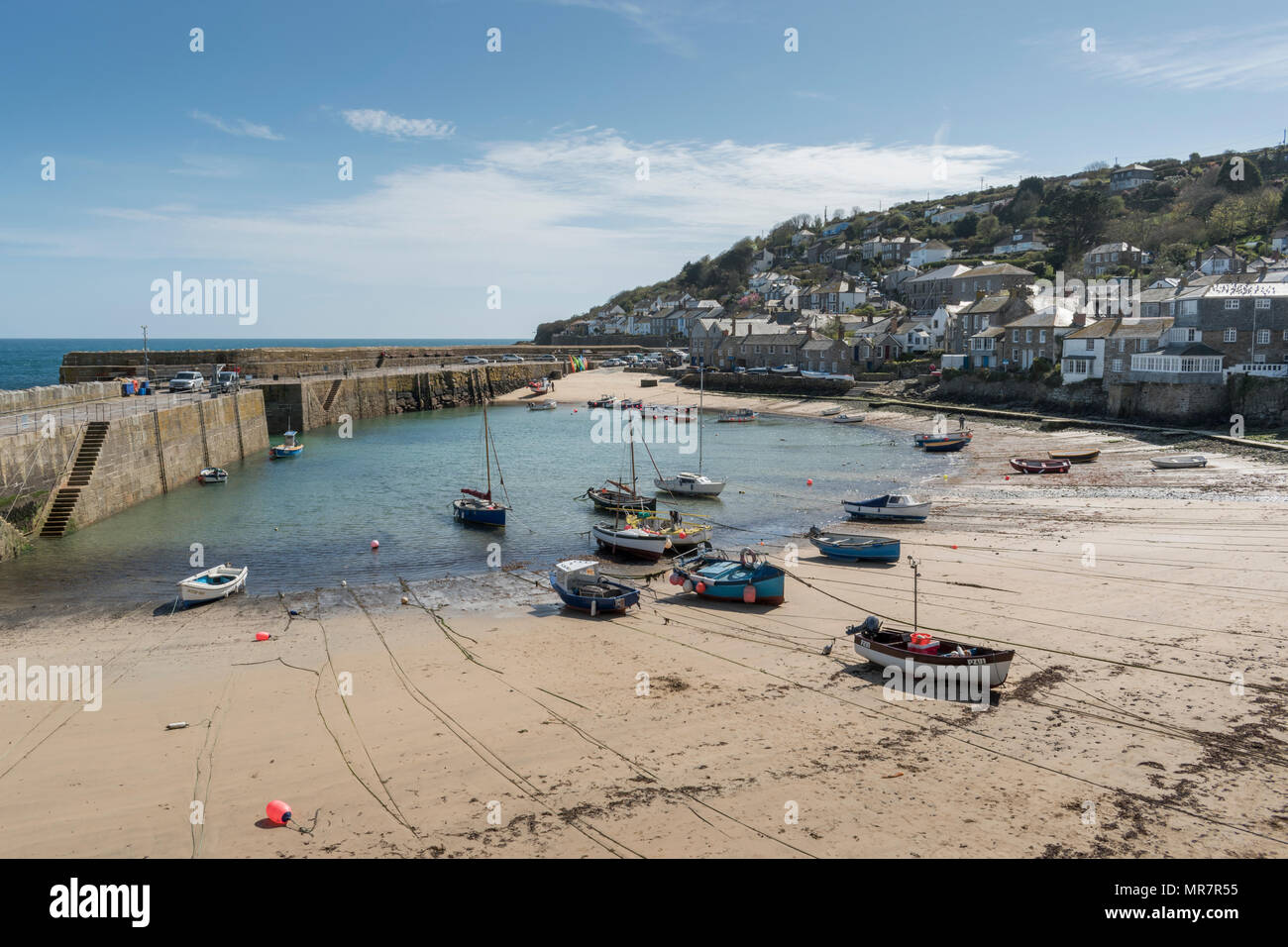 The harbour in the fishing village of Mousehole, Cornwall, UK Stock ...