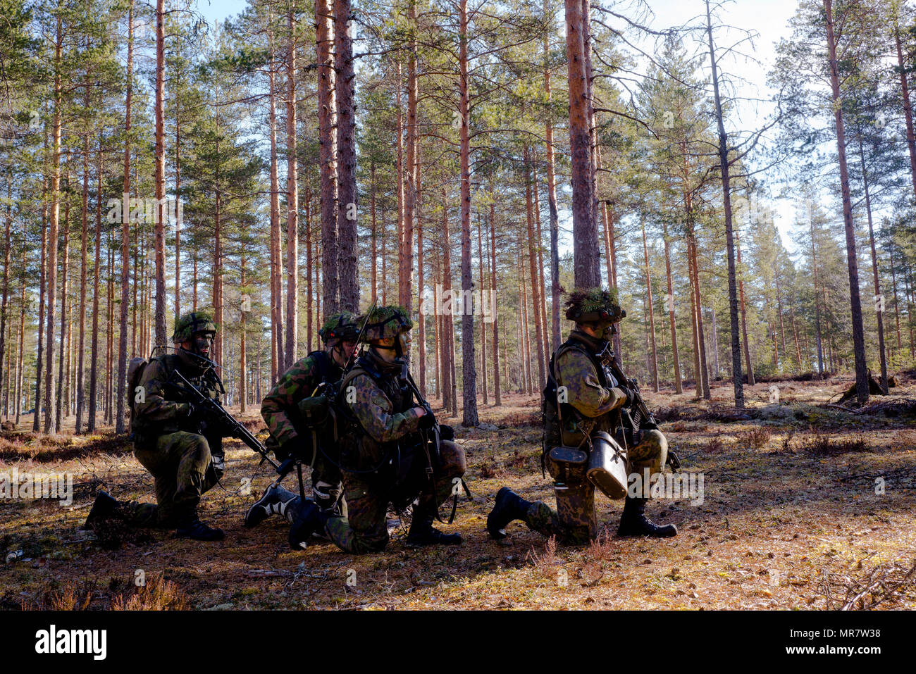 Finnish Soldiers of Armoured Brigade, pull security during Bangalore ...