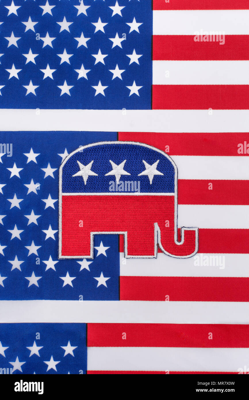 GOP / Republican Party patch with Stars & Stripes flag. For US Midterms ...