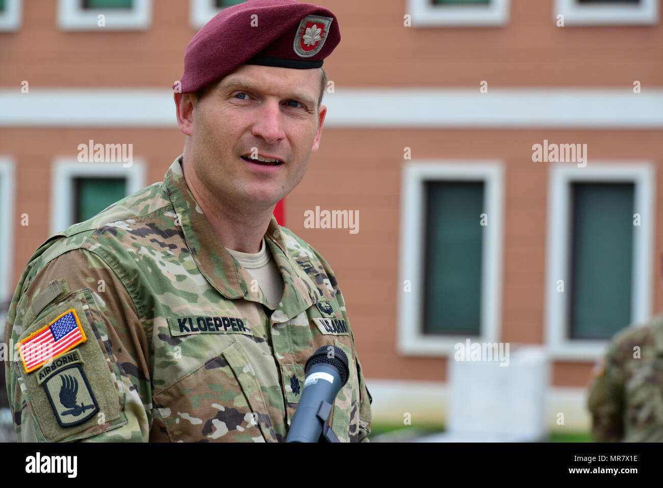 U. S. Army Paratrooper Lt. Col. Michael F. Kloepper, outgoing commander ...