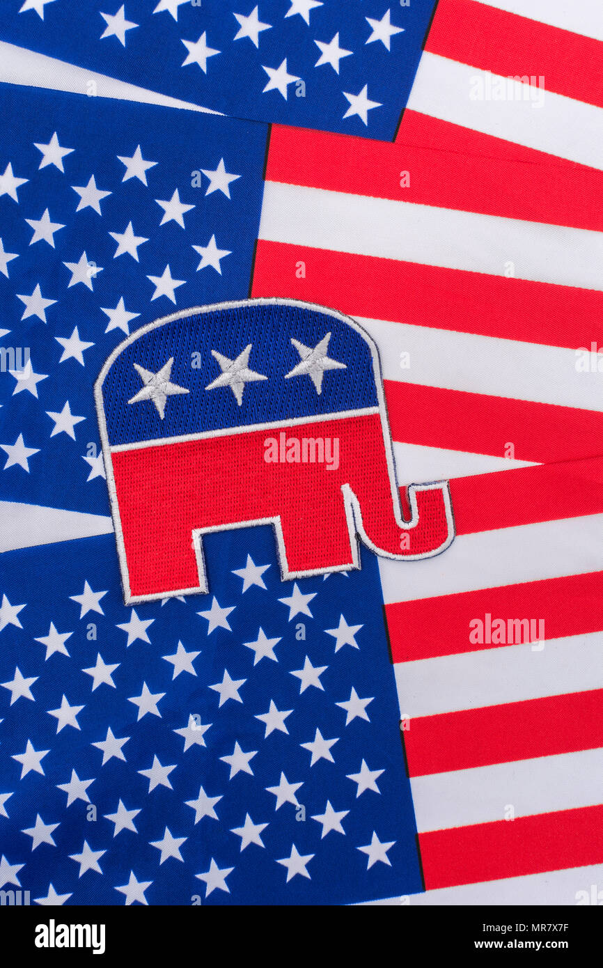 GOP / Republican Party patch with Stars & Stripes flag. For US Midterms ...