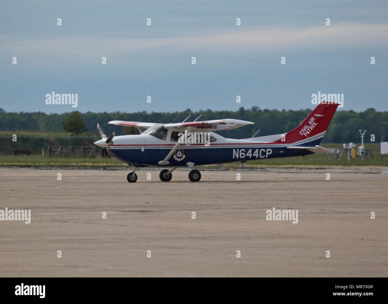 A Civil Air Patrol Cessna 182 taxis after a mission during a three-day ...