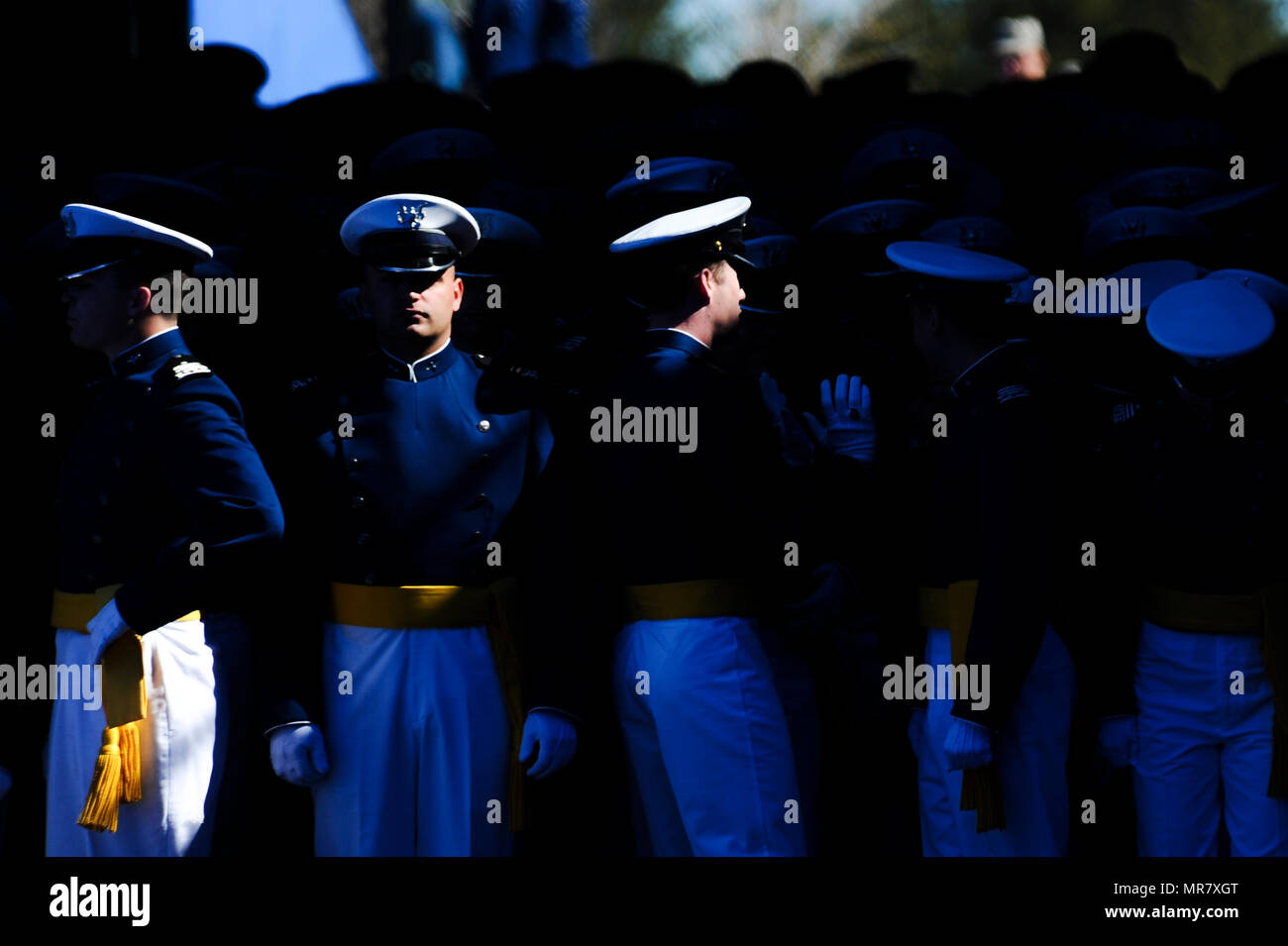 Air Force Academy graduates wait at the Falcon Station tunnel prior to ...