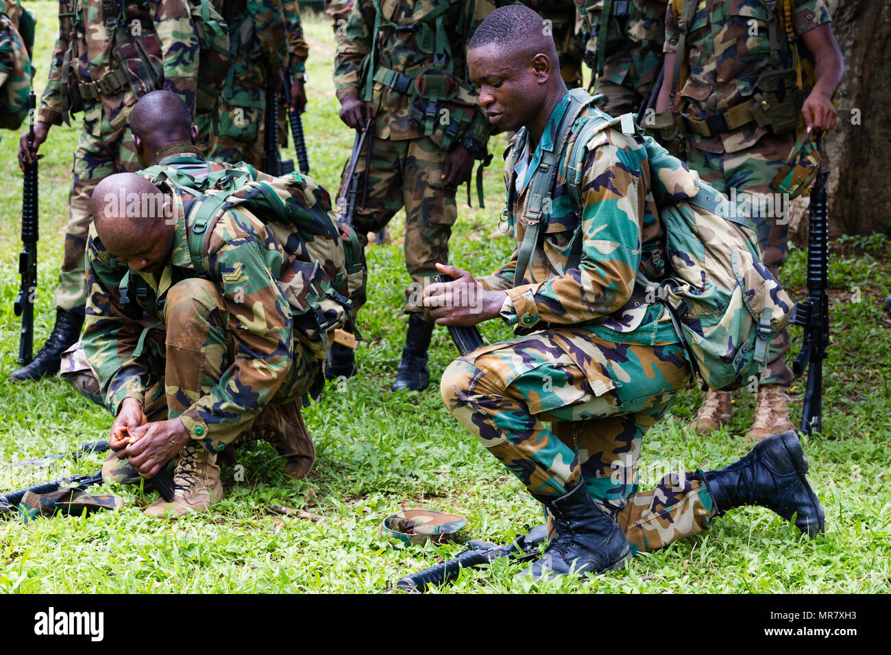 Ghanaian Armed Forces soldiers prepare to demostrate a raid drill ...