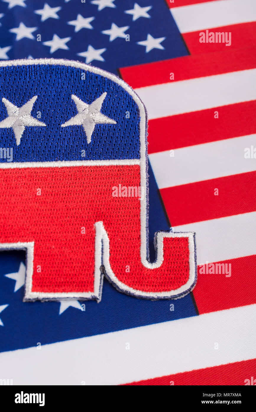 GOP / Republican Party patch with Stars & Stripes flag. For US Midterms ...