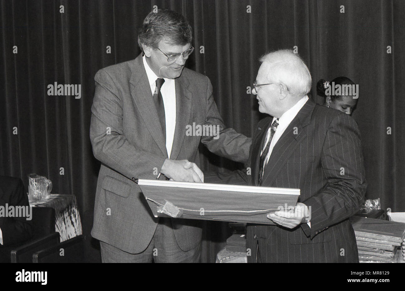 Admin. Atwood presenting general awards - Man receiving award Stock ...