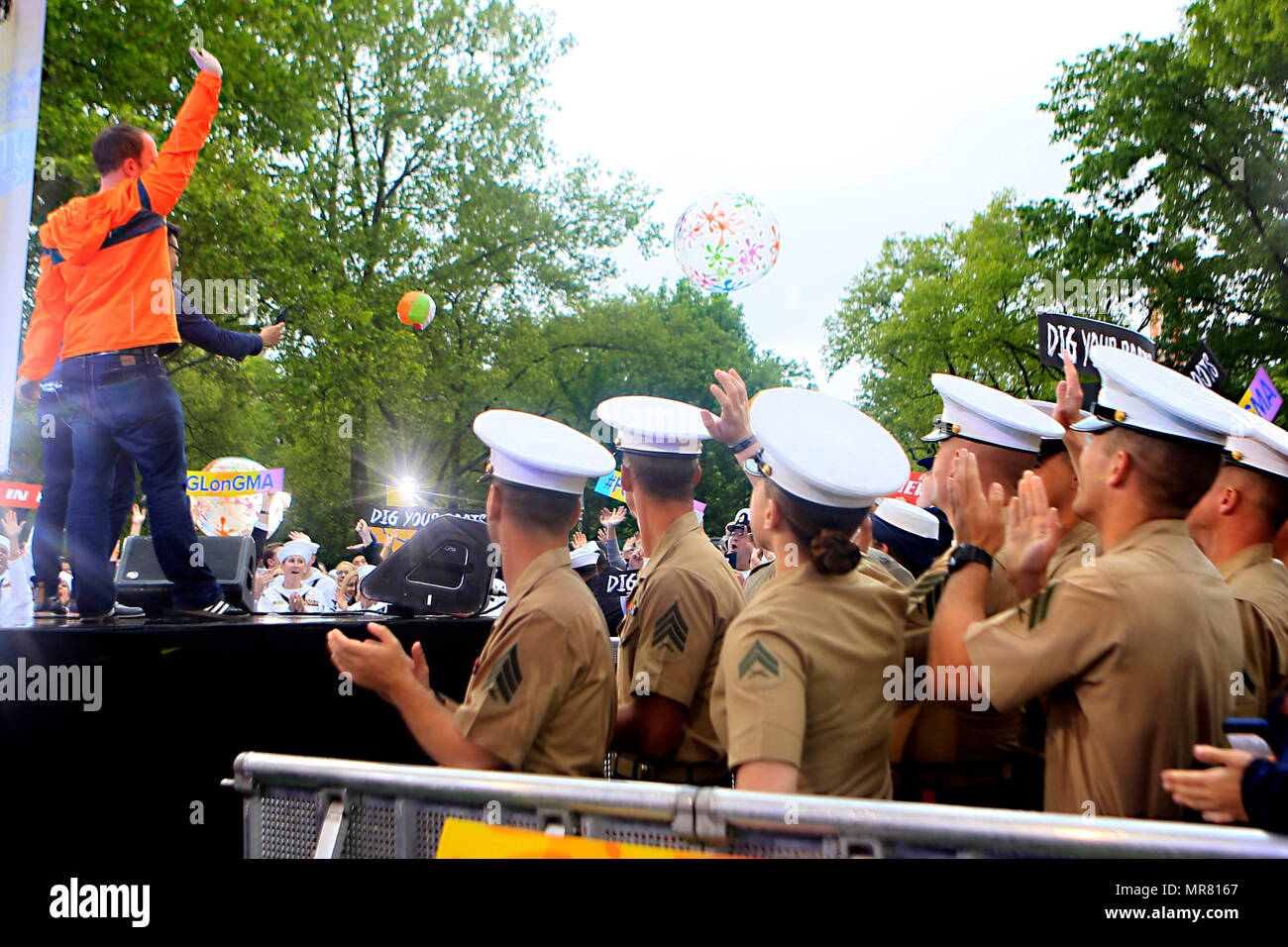 Marines, Sailors, and Coast Guardsmen cheer before the start of “Good ...