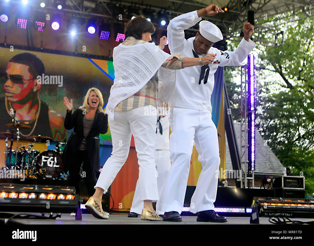 Sailors compete in a dance battle on stage during “Good Morning America ...