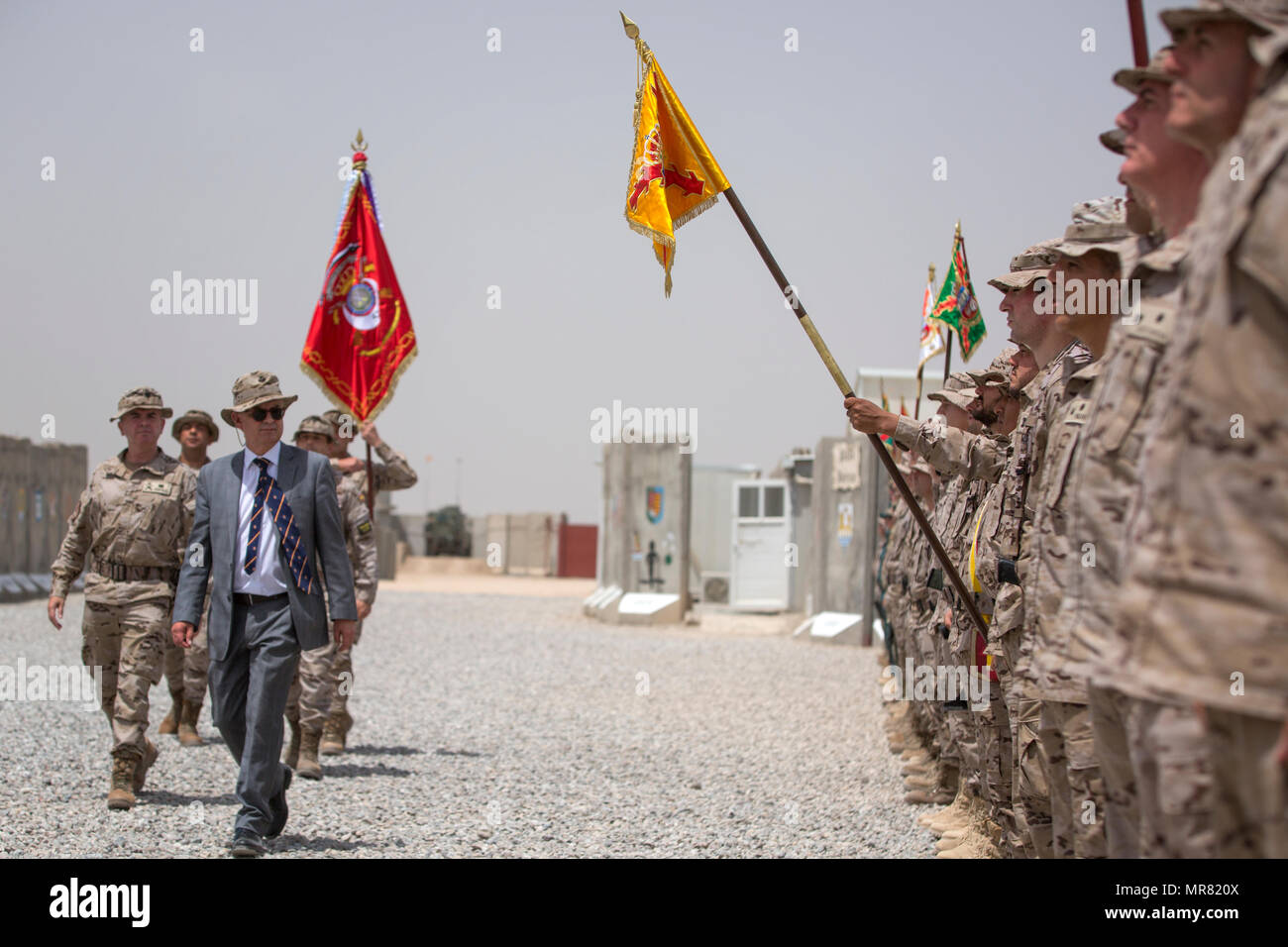 Spanish military leadership and ambassador review formations at Besmaya ...