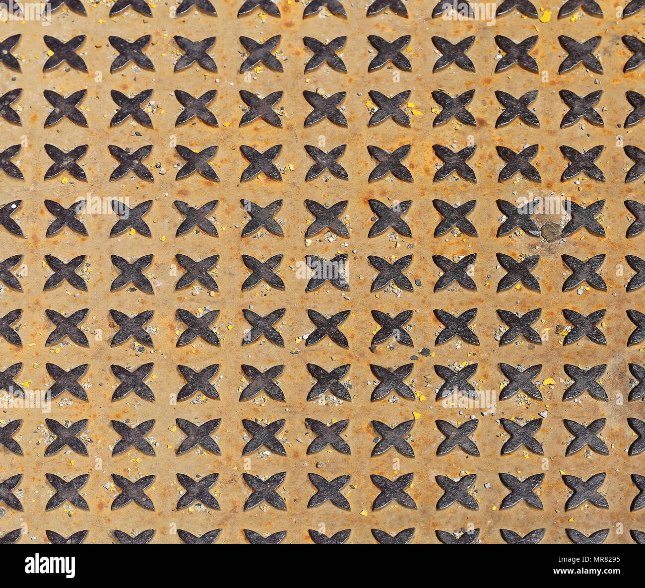 Rugged Industrial Floor With X Pattern Iron Metal Stock Photo - Alamy