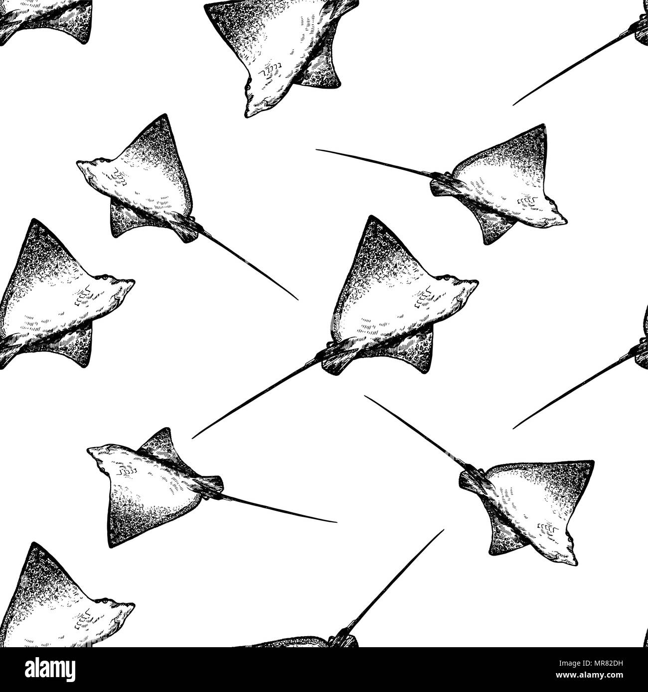 Seamless pattern of hand drawn sketch style rays isolated on white ...