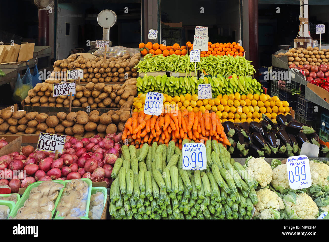 Fruits and Vegetables at Farmers Market Stall Stock Photo - Alamy