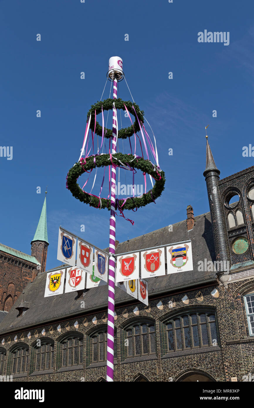 Market square with town hall and maypole hi-res stock photography and ...