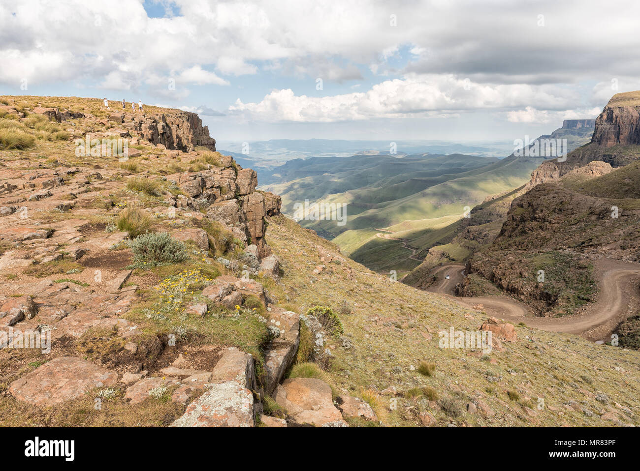 SANI TOP, LESOTHO - MARCH 24, 2018: Unidentified tourists on the edge ...