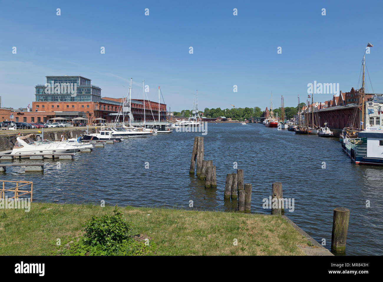 Media Docks, River Untertrave, Luebeck, Schleswig-Holstein, Germany ...