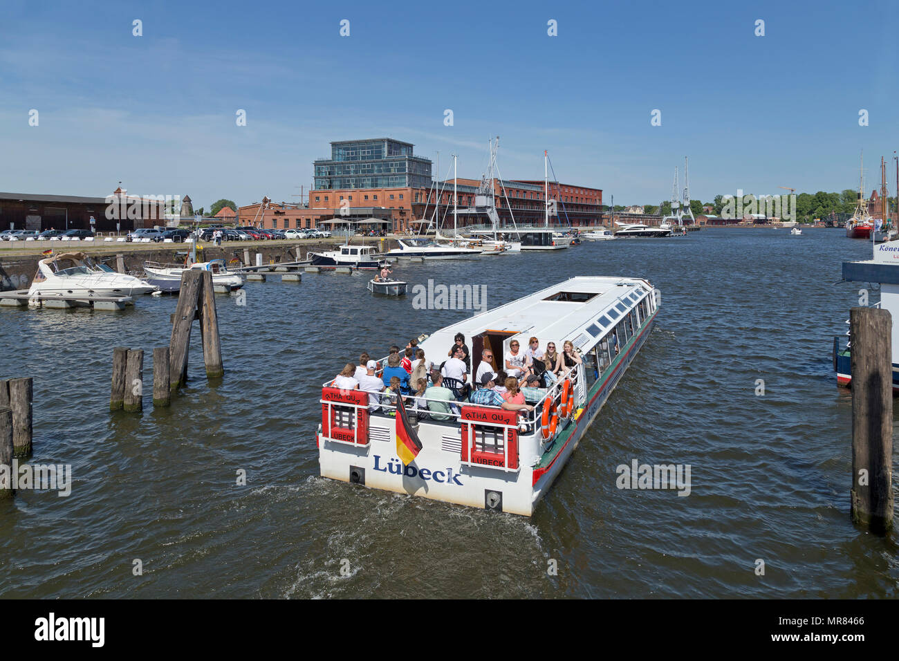 Media Docks, River Untertrave, Luebeck, Schleswig-Holstein, Germany ...
