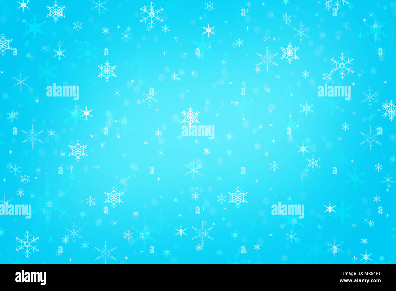 Abstract light cyan blue Christmas holiday winter background of falling ...