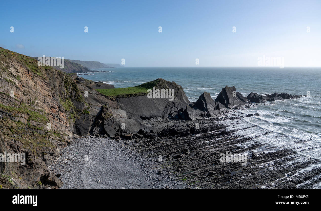 Unique structure of rocks at Hartland Quay in North Devon Stock Photo ...