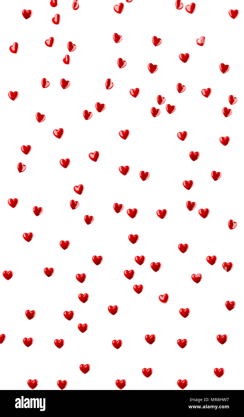 Many heart shapes flying on white background Stock Photo - Alamy