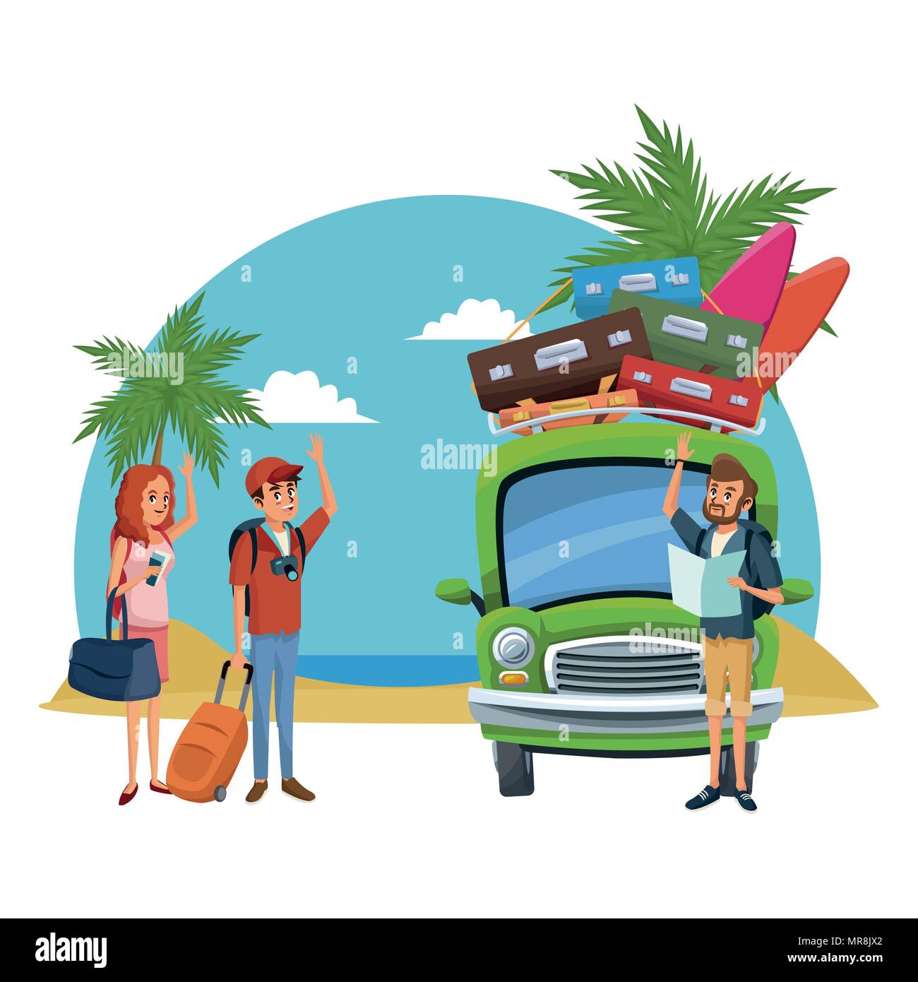 Beach and friends cartoons Stock Vector Image & Art - Alamy