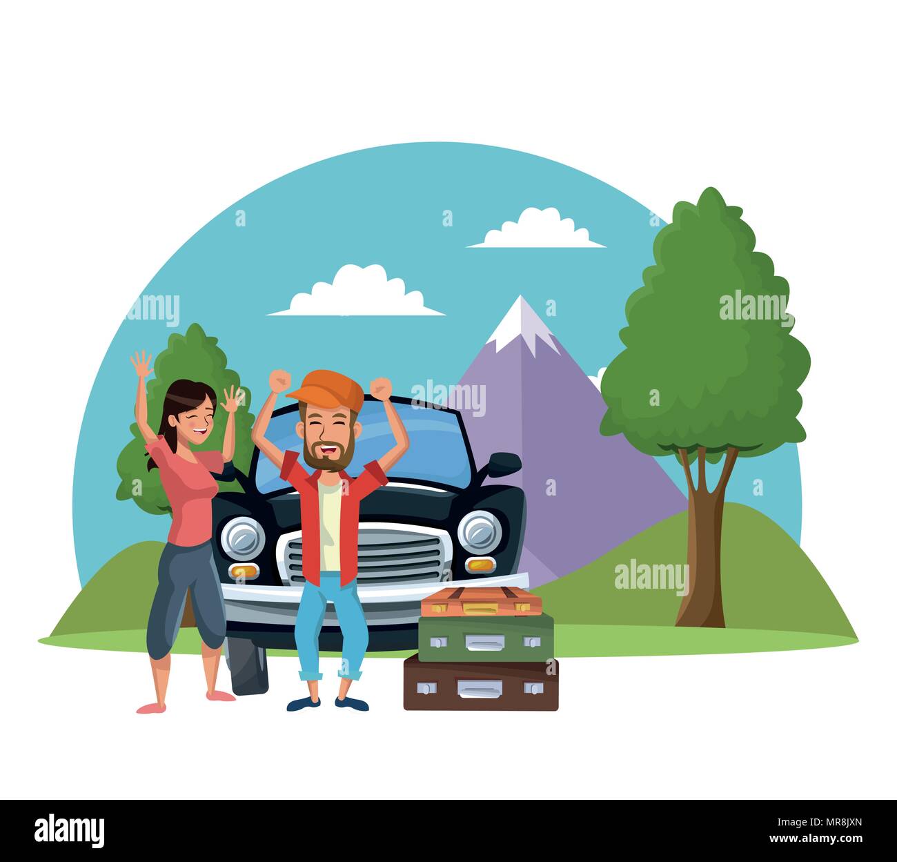 Vacations on road cartoon Stock Vector Image & Art - Alamy