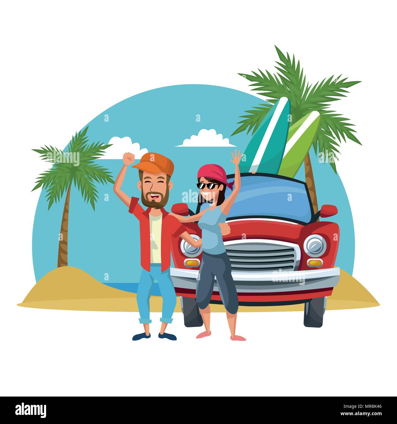 Couple beach friends Stock Vector Images - Alamy