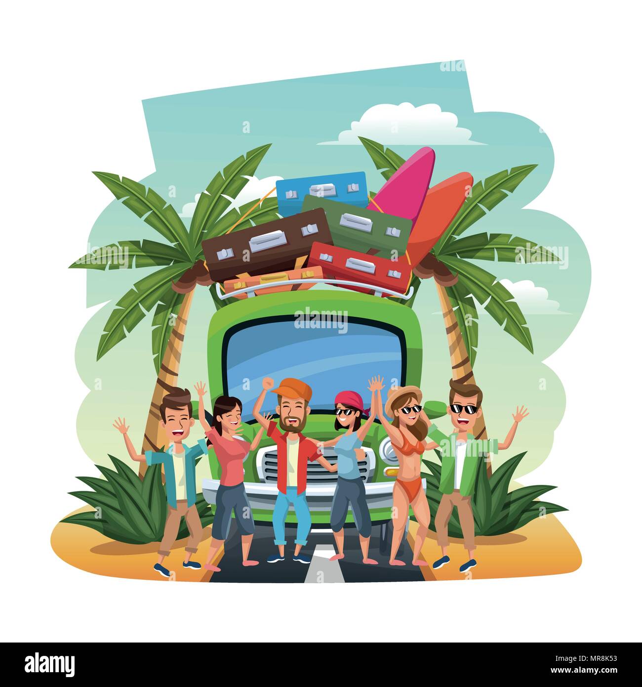Beach and friends cartoons Stock Vector Image & Art - Alamy