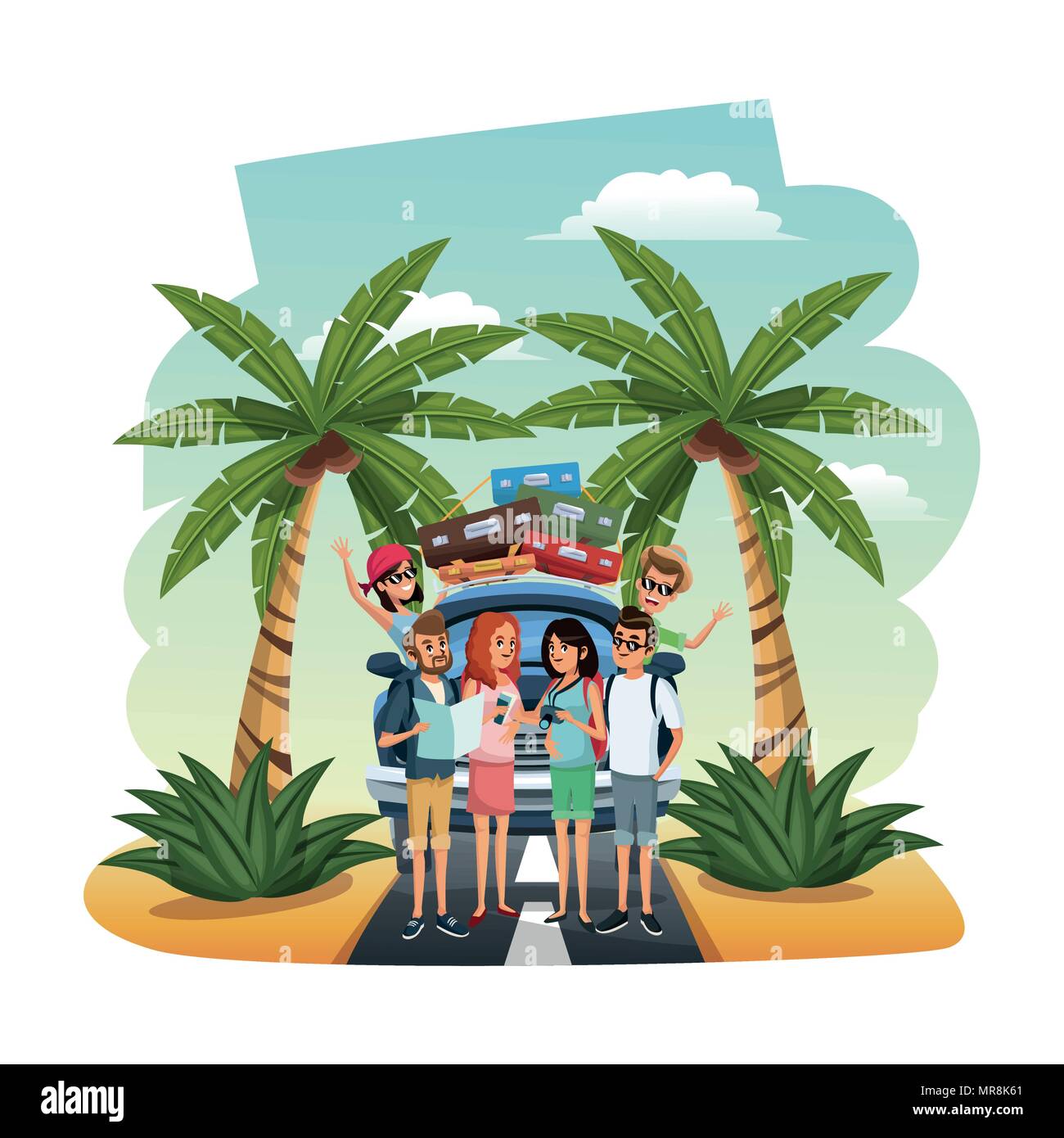 Beach and friends cartoons Stock Vector Image & Art - Alamy