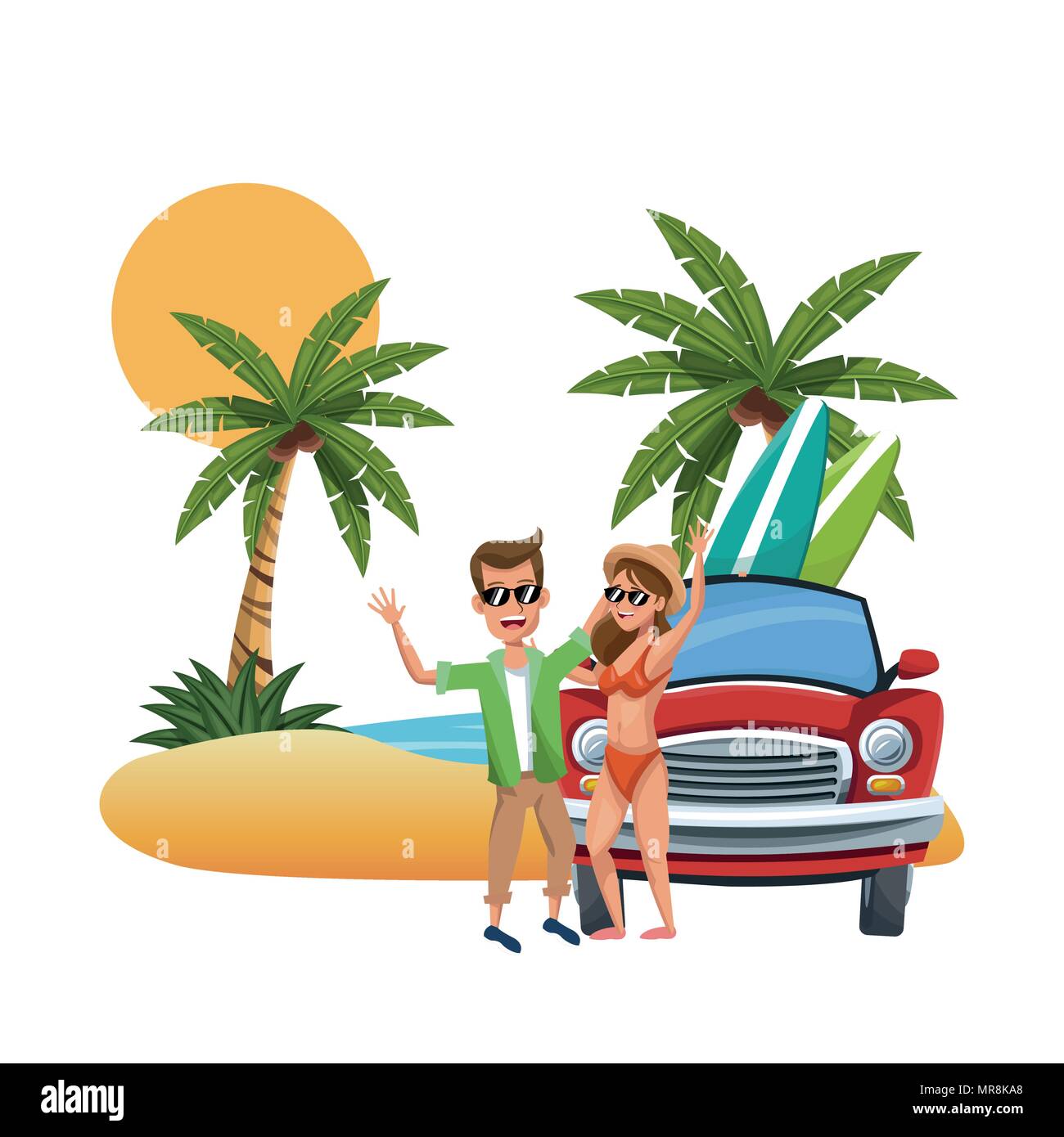 Beach and friends cartoons Stock Vector Image & Art - Alamy
