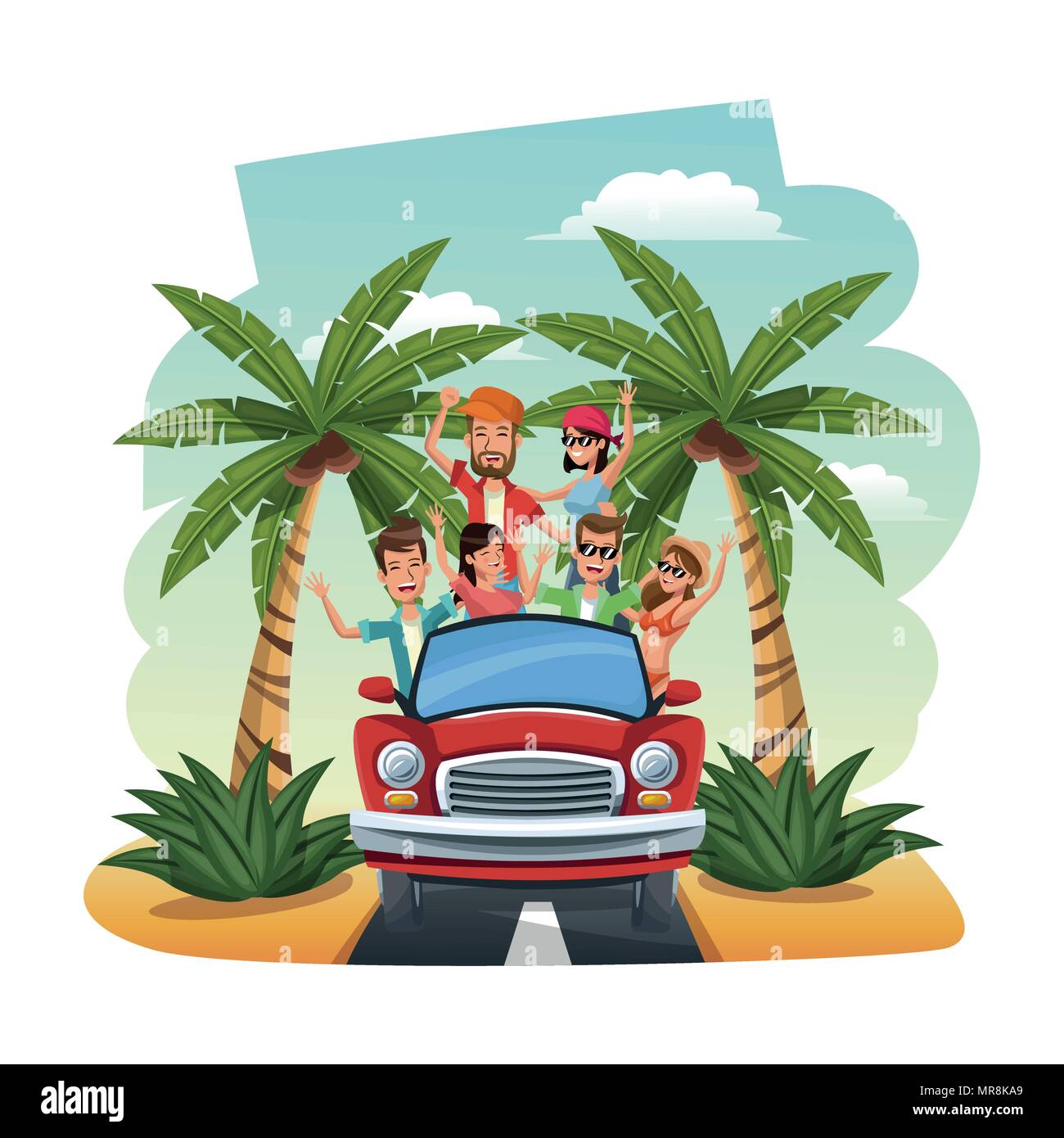 Beach and friends cartoons Stock Vector Image & Art - Alamy