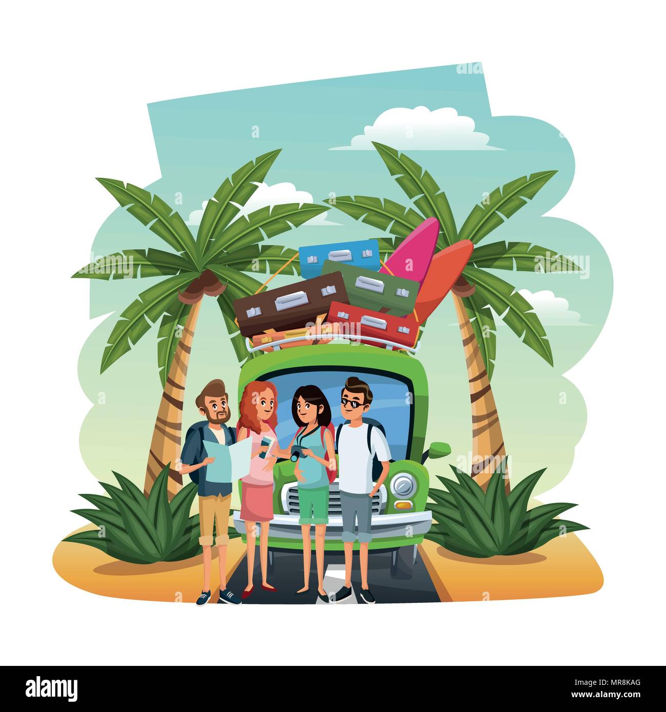 Beach and friends cartoons Stock Vector Image & Art - Alamy