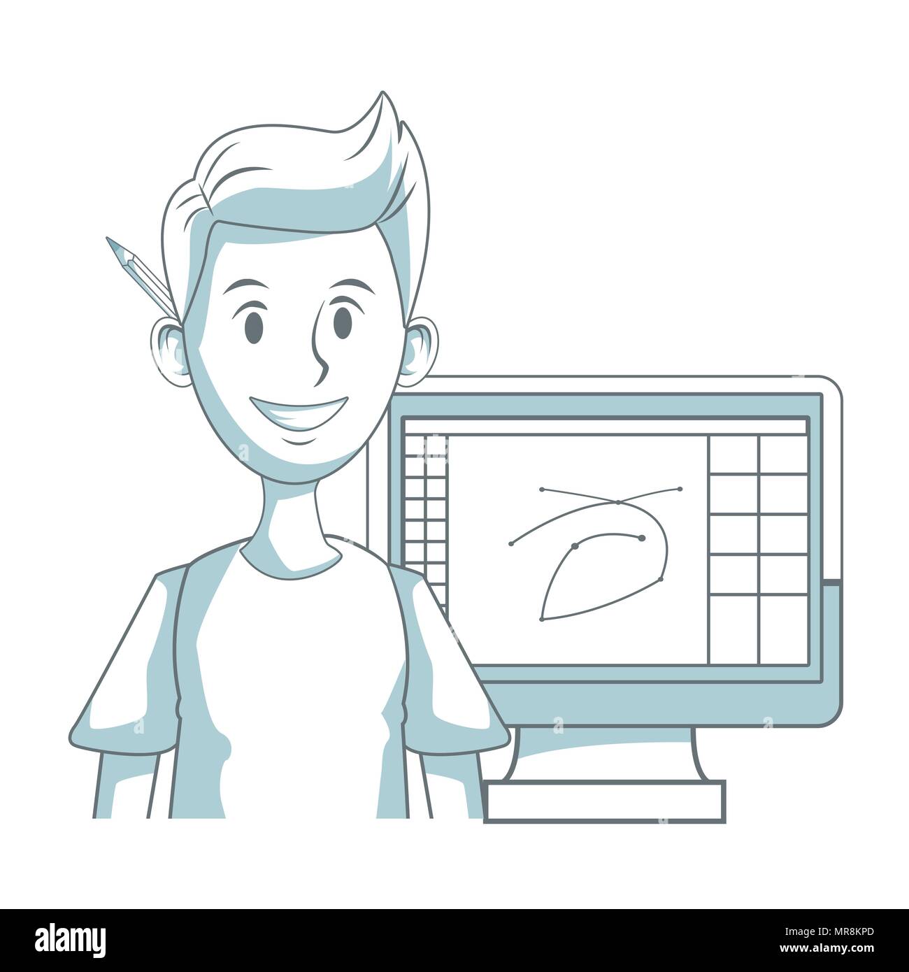 Digital artist working desk Stock Vector Images - Alamy