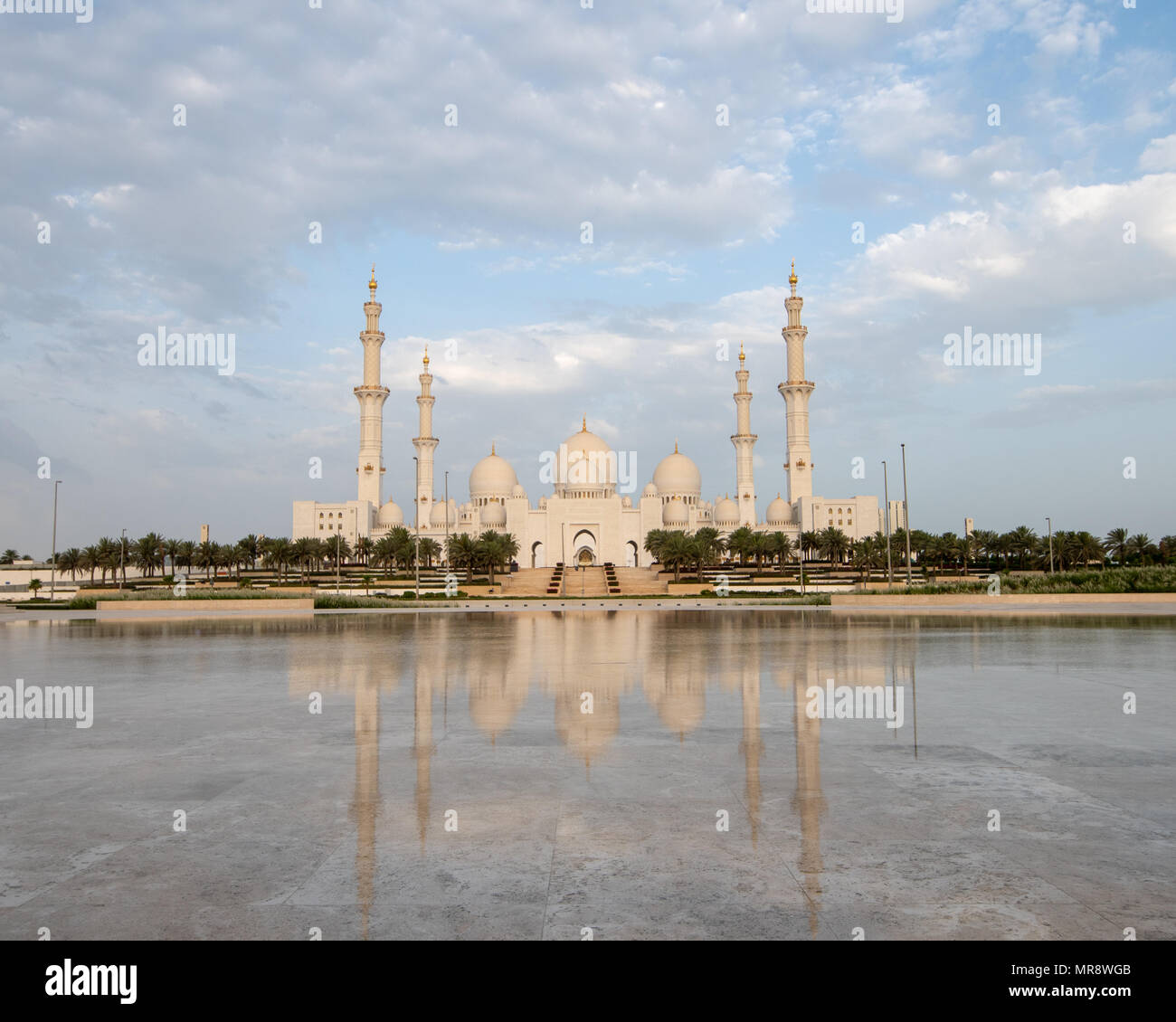 Sunrise on first day of Ramadan 2018 over the Sheikh Zayed Grand Mosque ...