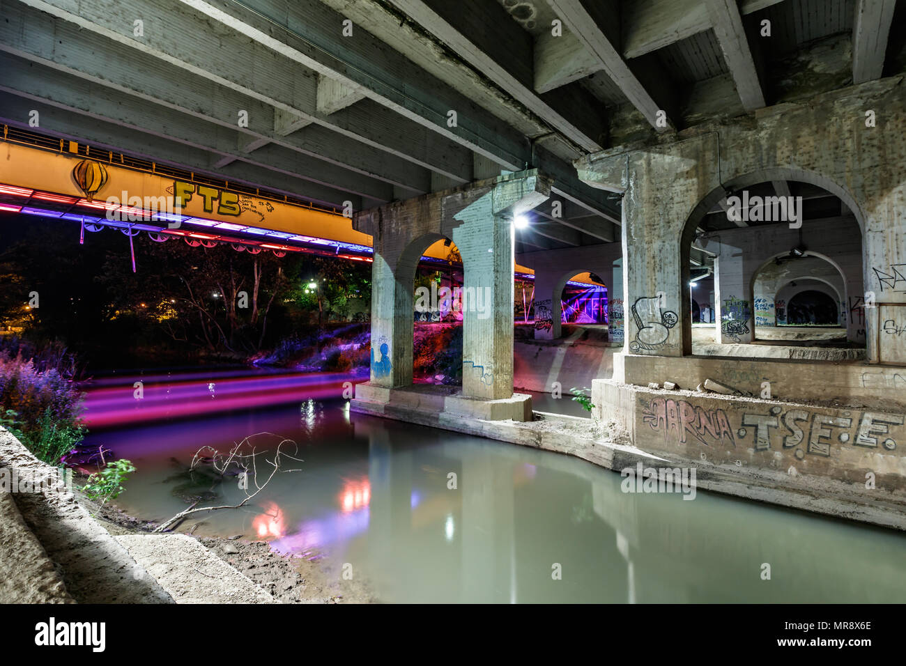 Larissa, Thessaly, Greece - May 22th, 2018: View of under the Pinios ...