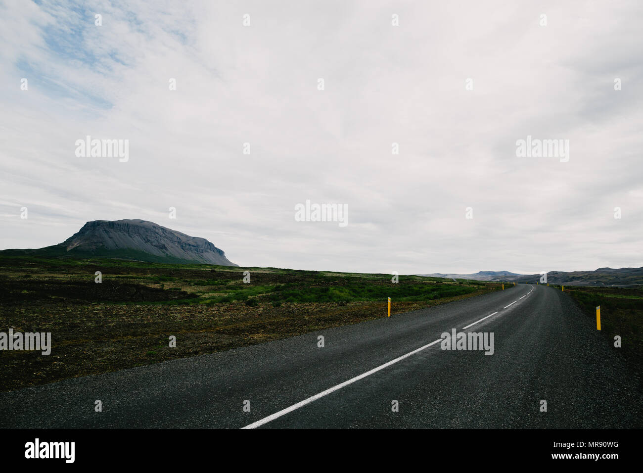 empty asphalt road and beautiful icelandic landscape Stock Photo - Alamy