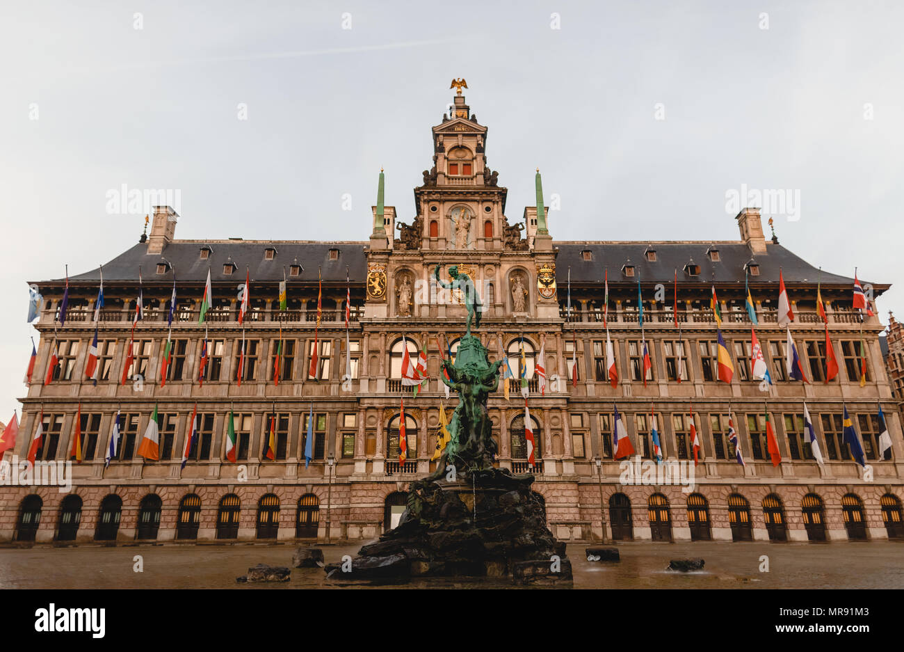ANTWERP, BELGIUM - NOVEMBER 02, 2016: beautiful architecture of famous ...