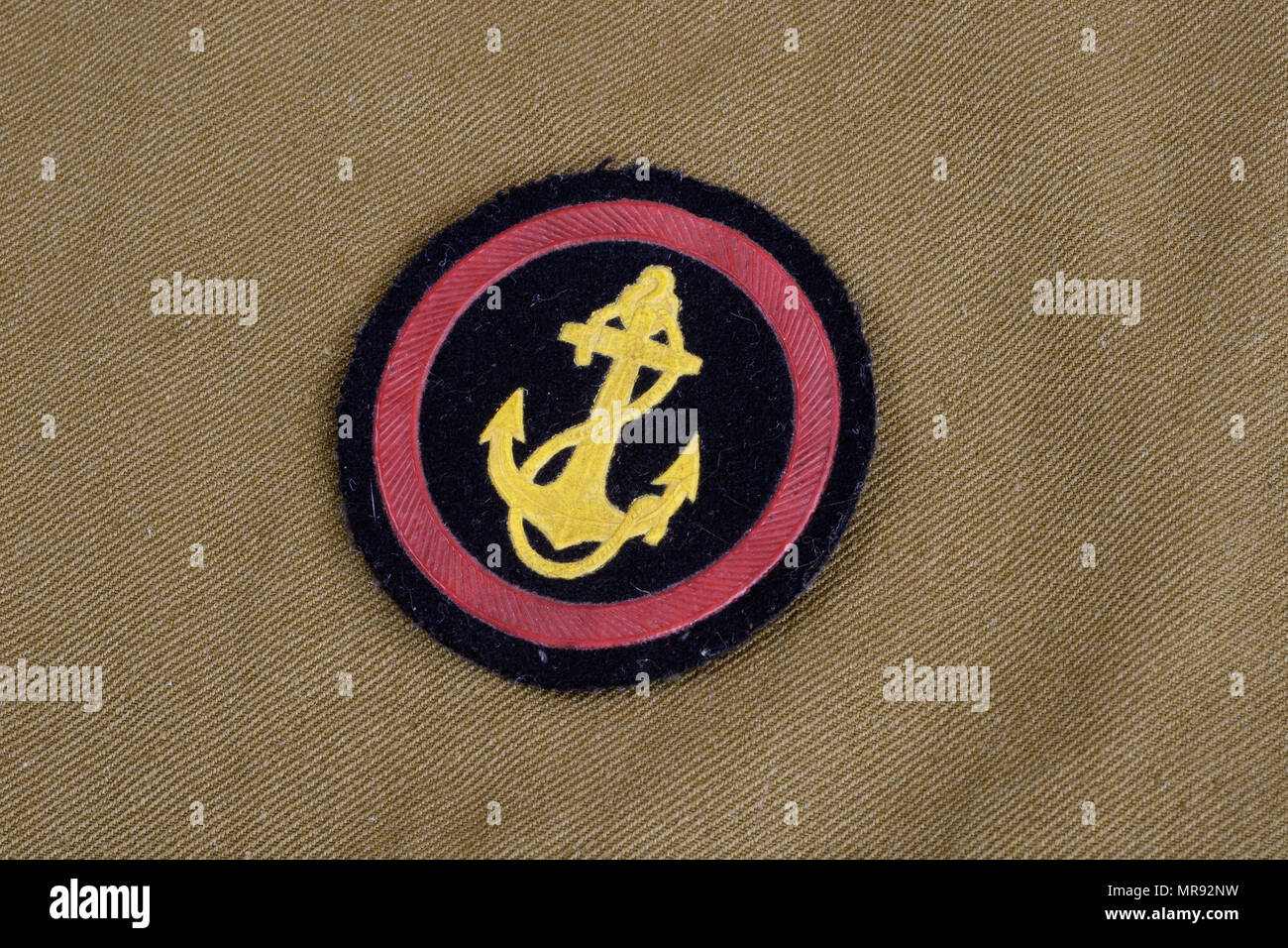 Soviet Army Marines shoulder patch on khaki uniform background Stock ...