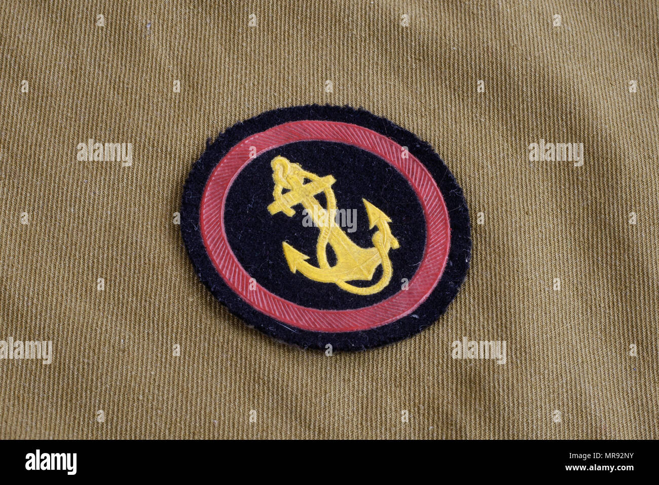Soviet Army Marines shoulder patch on khaki uniform background Stock ...