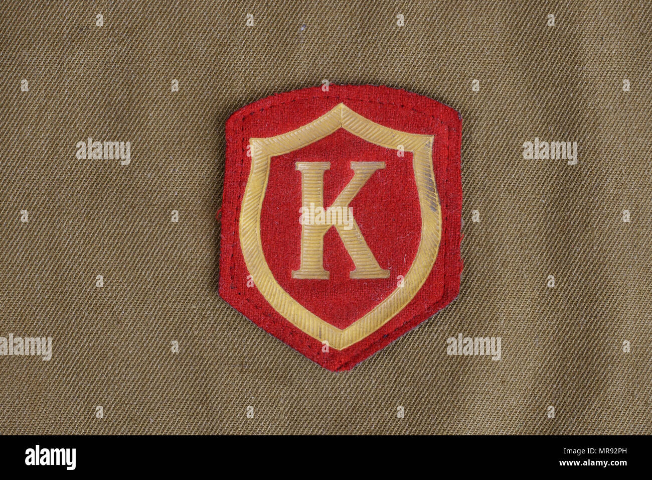 Soviet Army Commandant shoulder patch on khaki uniform background Stock ...