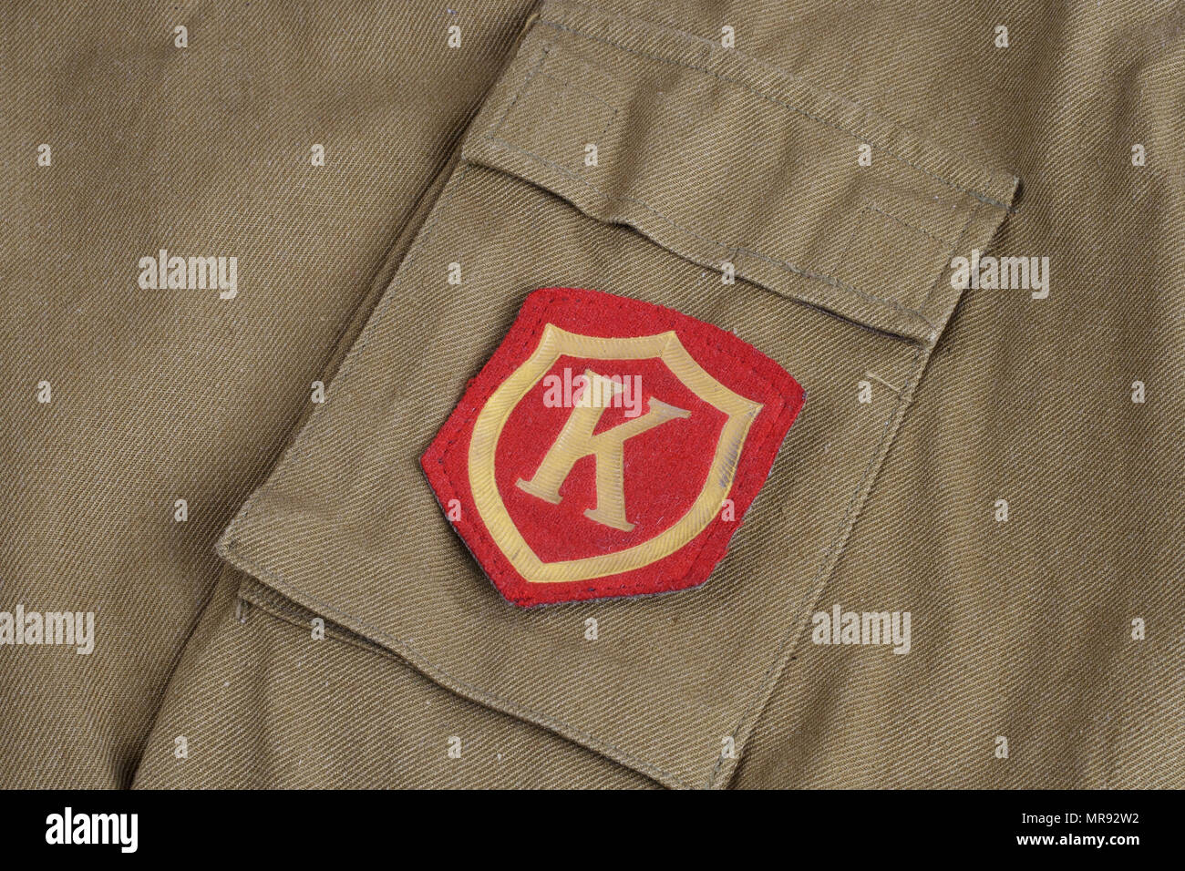 Soviet Army Commandant shoulder patch on khaki uniform background Stock ...
