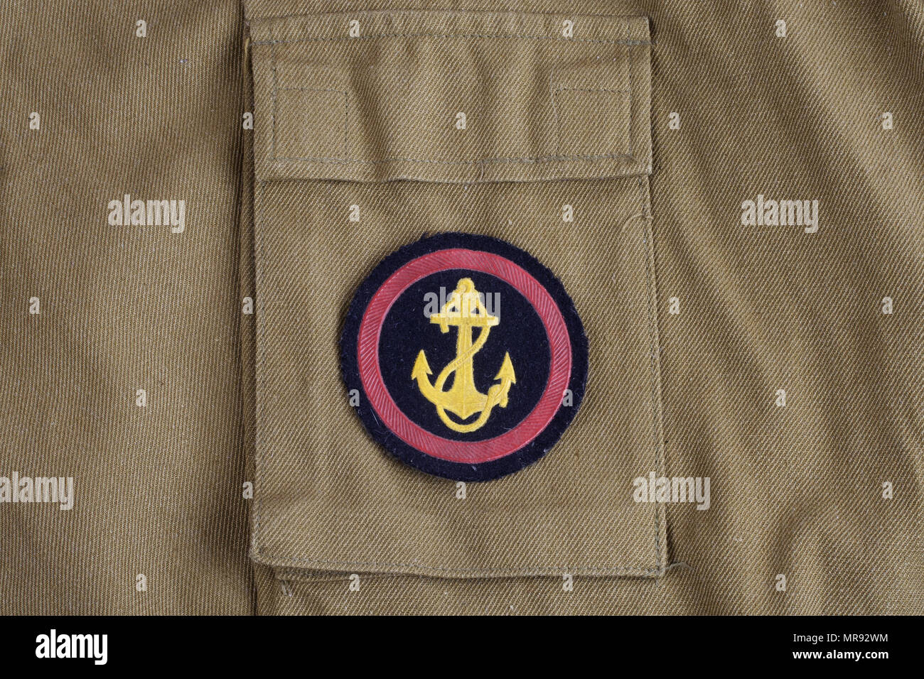 Soviet Army Marines shoulder patch on khaki uniform background Stock ...