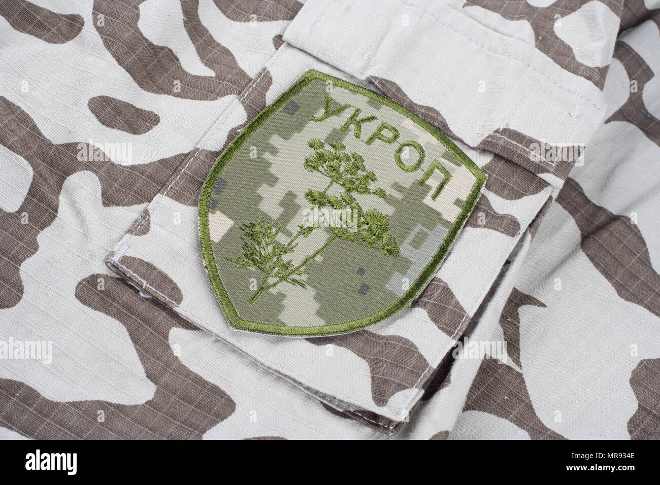 KIEV, UKRAINE - Apr. 26, 2015. Ukraine Army unofficial uniform badge ...