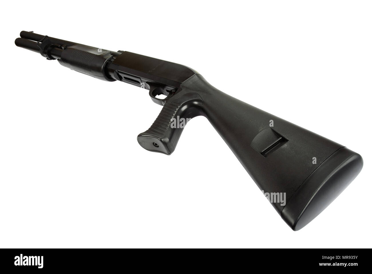 semi-automatic pump action shotgun isolated on white Stock Photo - Alamy