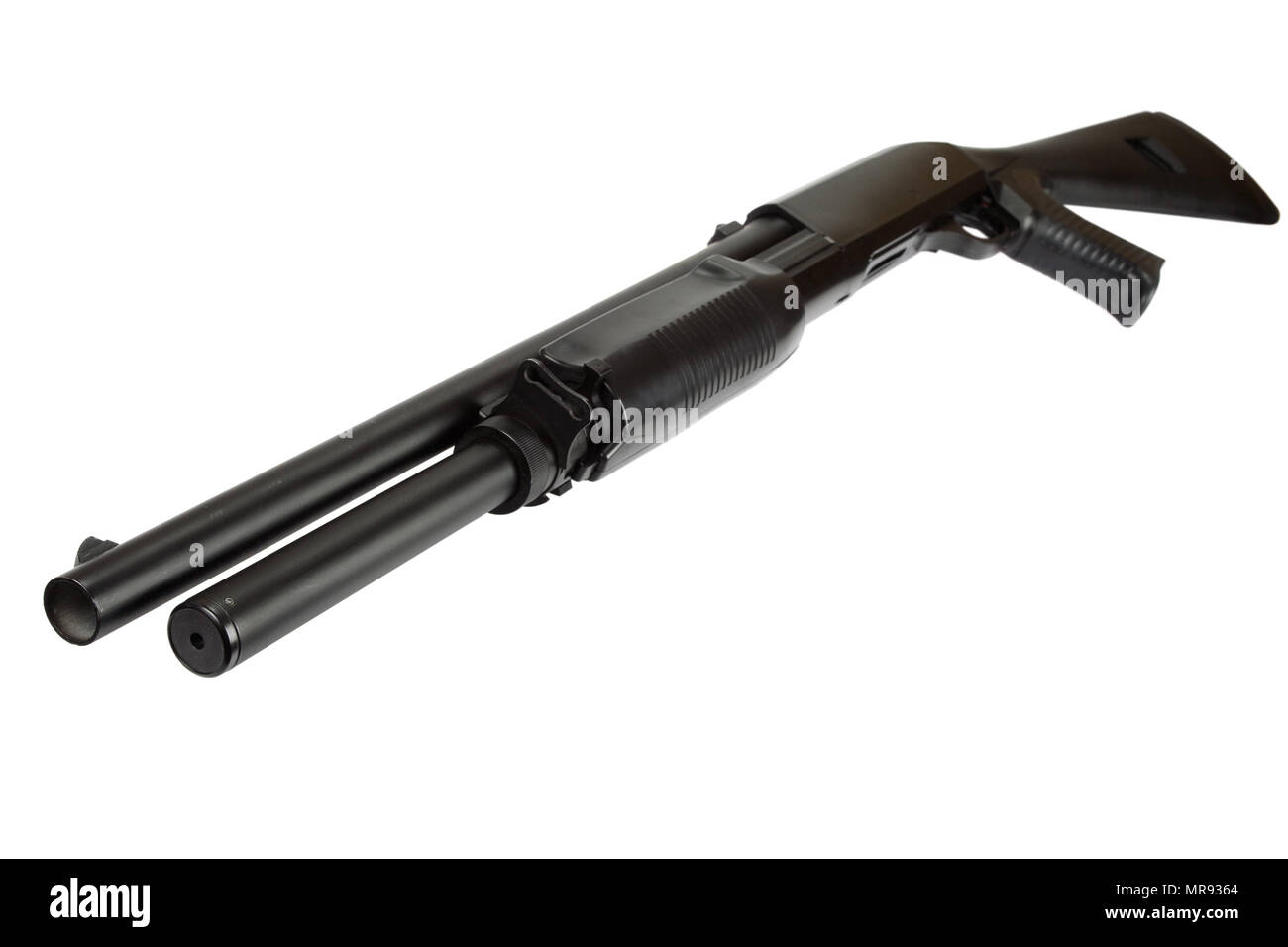 semi-automatic pump action shotgun isolated on white Stock Photo - Alamy