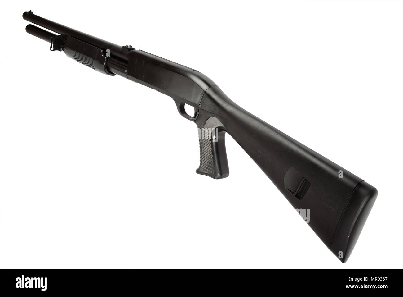 semi-automatic pump action shotgun isolated on white Stock Photo - Alamy