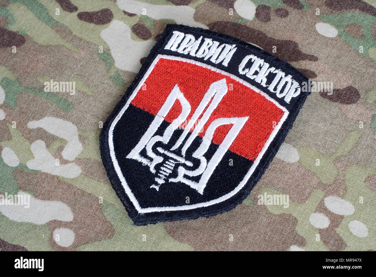 KIEV, UKRAINE - July, 08, 2015. Chevron of Ukrainian volunteers corps ...