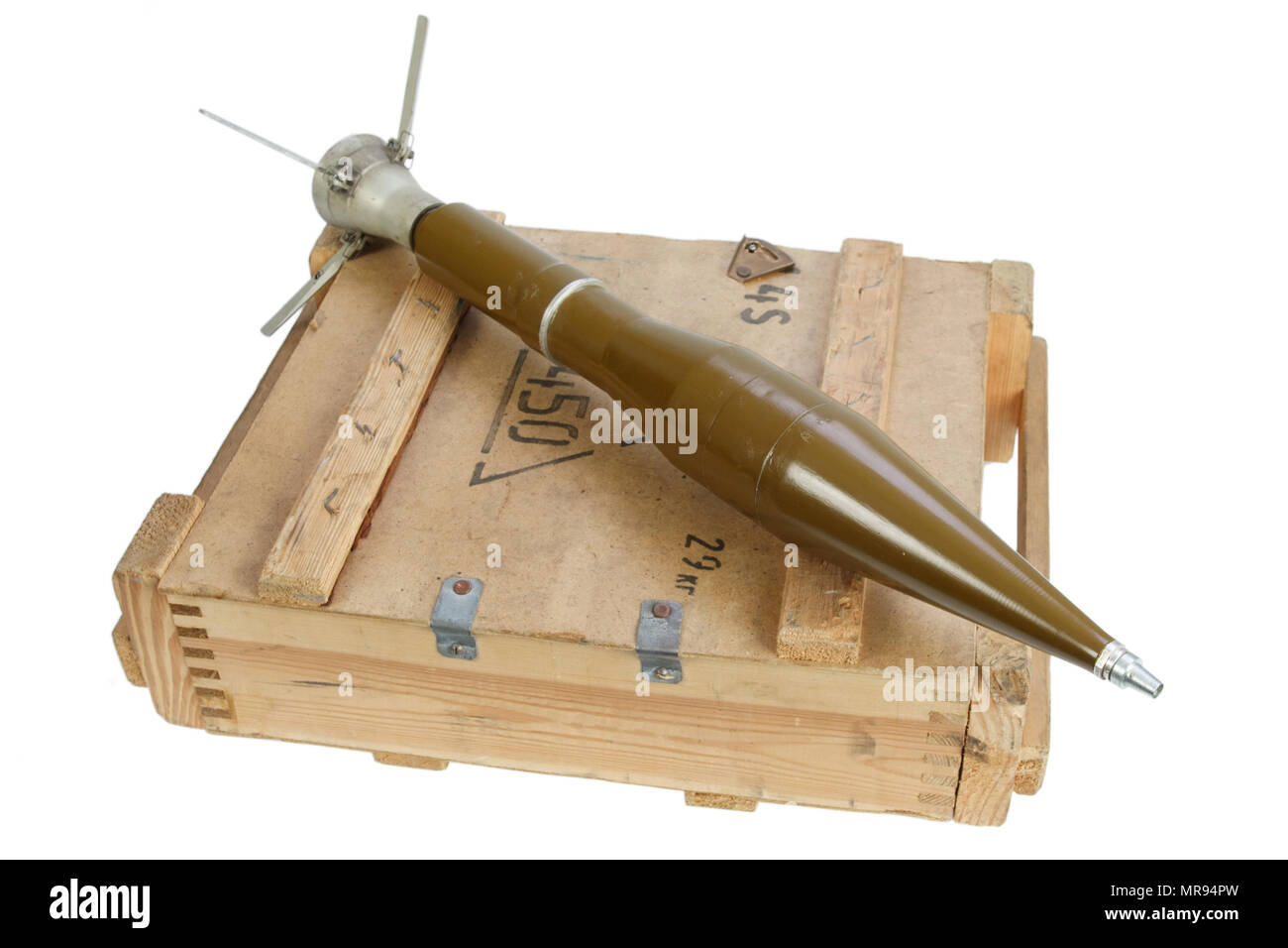 army box of ammunition with rocket-propelled grenade isolated Stock ...
