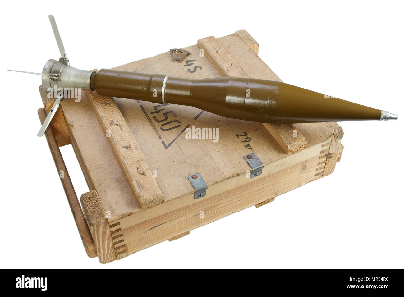 army box of ammunition with rocket-propelled grenade isolated Stock ...